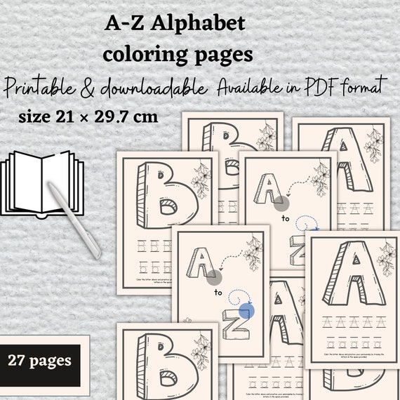 27 Printable Alphabet Coloring Pages Instant Download A-Z | Etsy