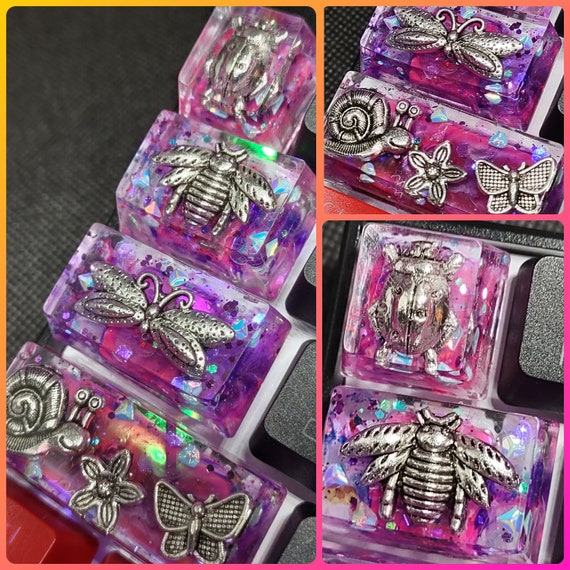 Purple Butterfly Keycap Set Metal Pink Bug Bee Resin ESC Enter - Etsy