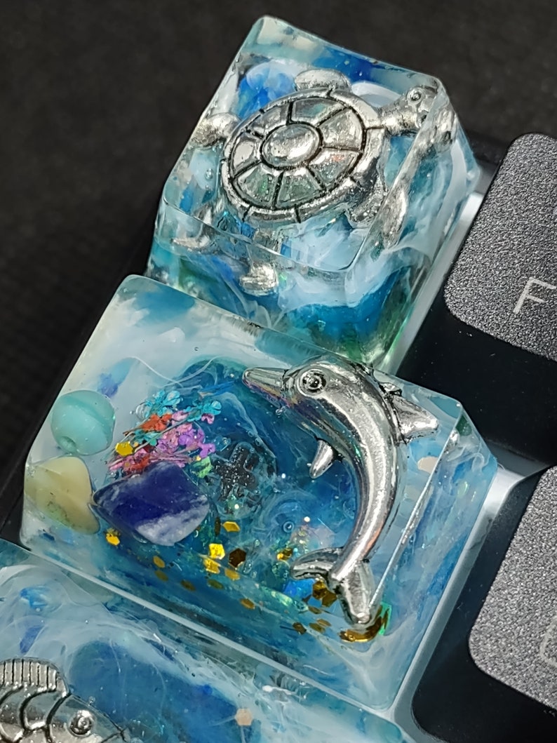 Blue Ocean 4 Keycap Set Metal Dolphin Sea Turtle Resin Esc - Etsy