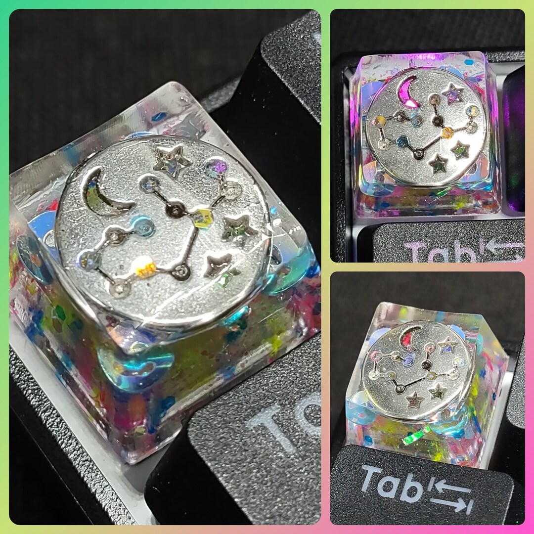 Rainbow Night Sky Star Galaxy Keycap Constellation Moon Star Keyboard ...