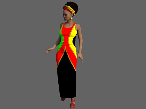 Imperial Empress Maxi Dress Rasta Long Dress - Etsy