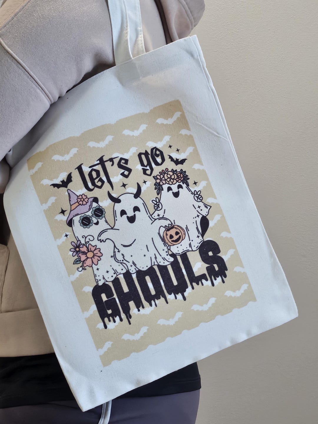 Lets Go Ghouls - Halloween Trick or Treat Bag - Tote Bag or Draw String ...
