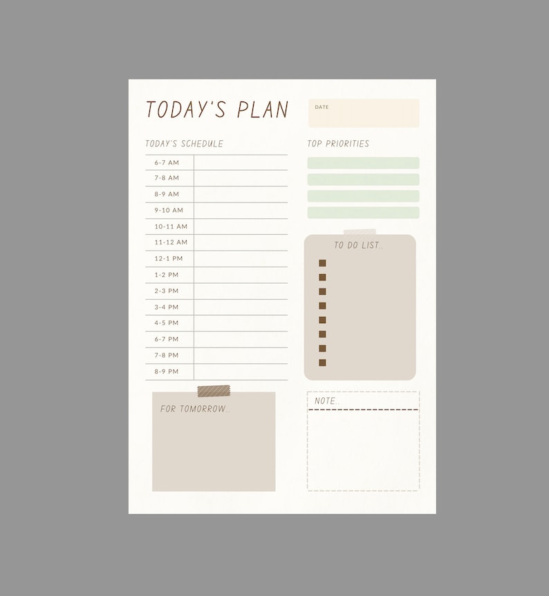 Digital Today's Plan Download, Instant Download, Printable Planner ...