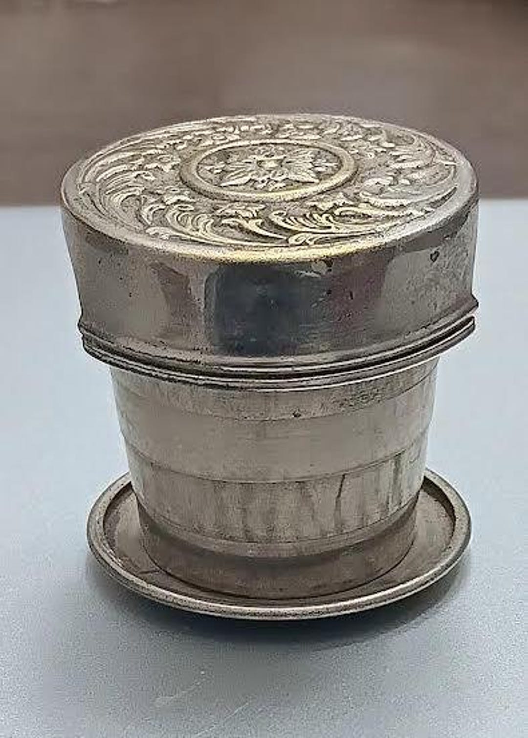Antique Metal Telescopic Cup, Patented 1897; Manufactured by Scovill ...