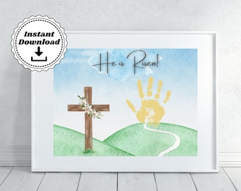 He is Risen Matthew 28:6 Handprint Art Craft Easter Handprint Craft ...
