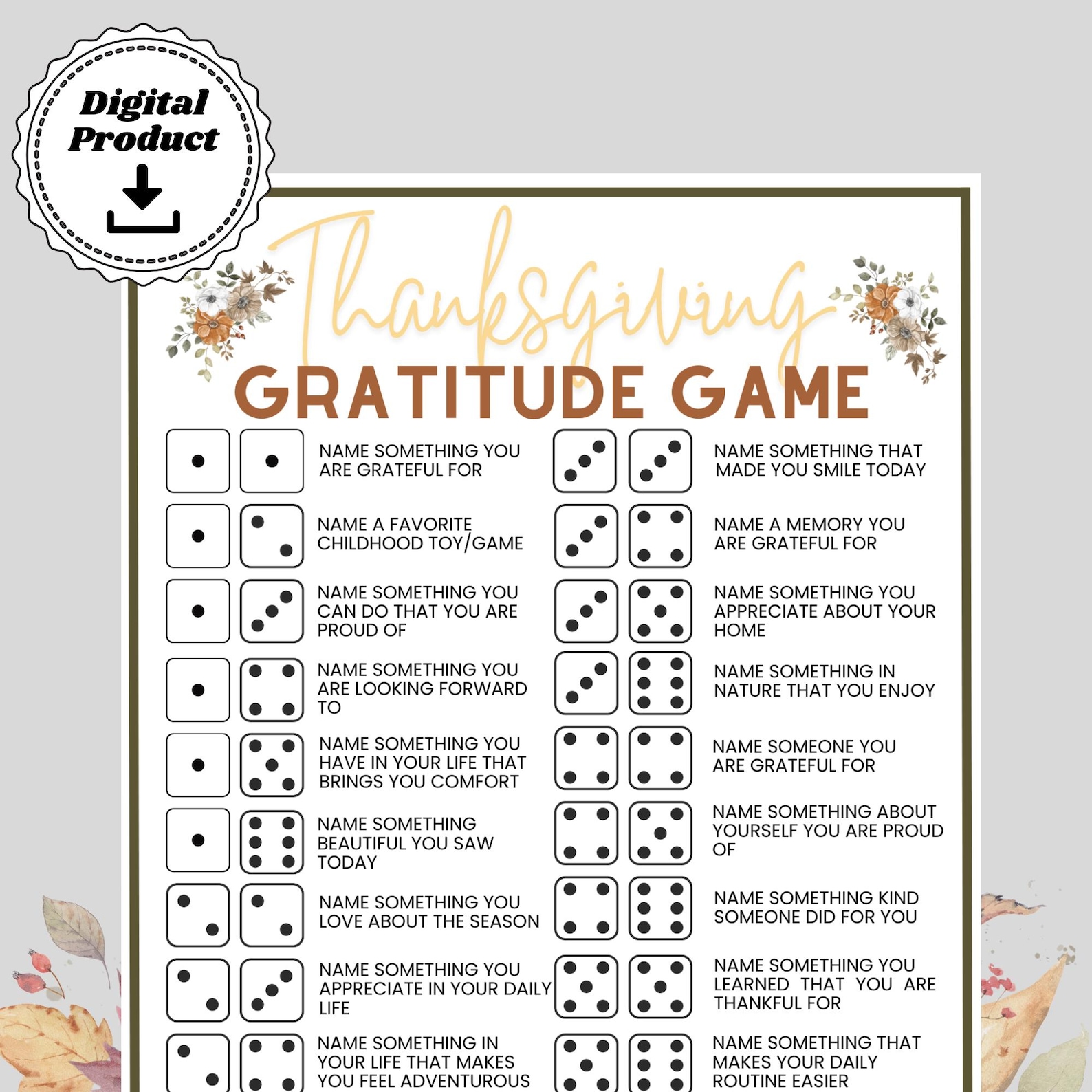 Thanksgiving Gratitude Dice Game, Thanksgiving Activities, Thanksgiving ...