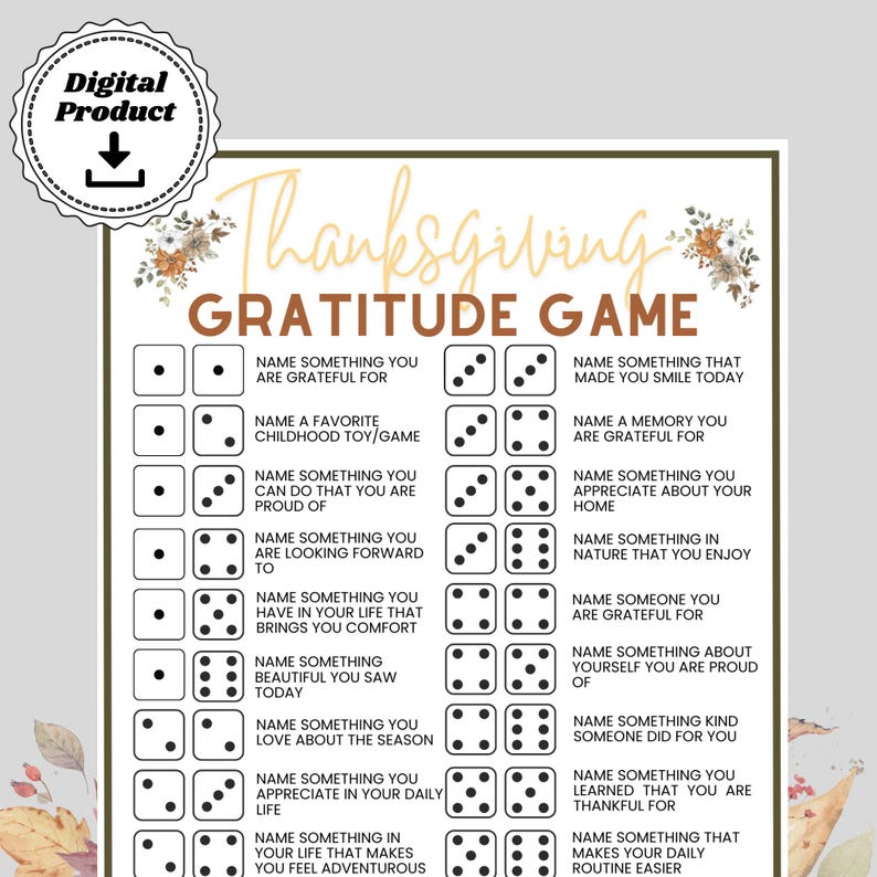 Thanksgiving Gratitude Dice Game, Thanksgiving Activities, Thanksgiving ...
