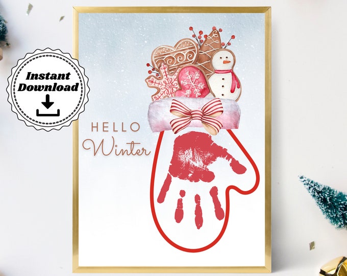 Christmas Holiday Winter Mitten Handprint Poem Toddler Baby Printable ...
