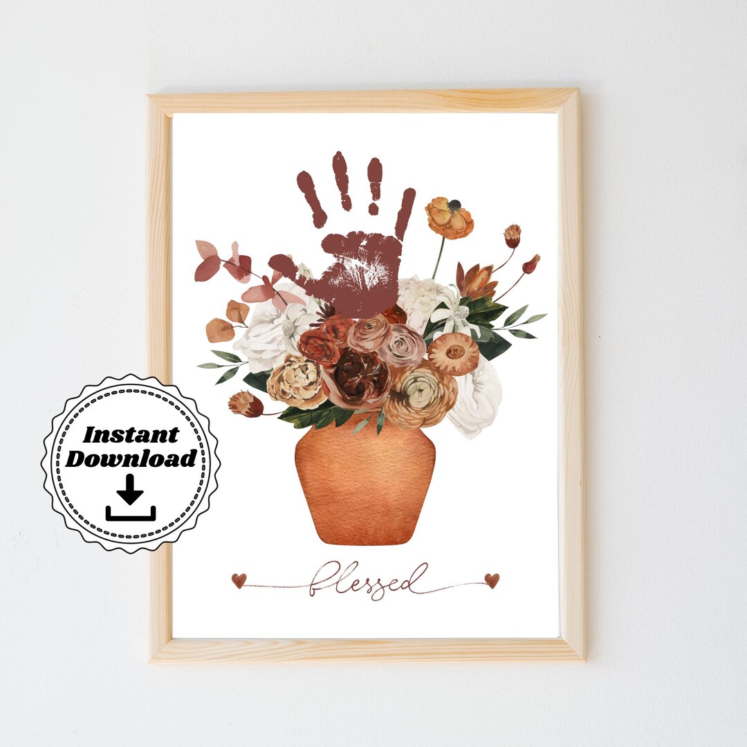 Fall Flowers Handprint Art: Thanksgiving DIY Craft (digital Download ...
