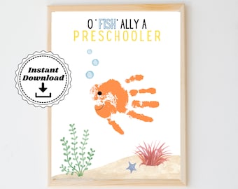 First Day of Preschool Handprint Art | First Day of School Handprint ...