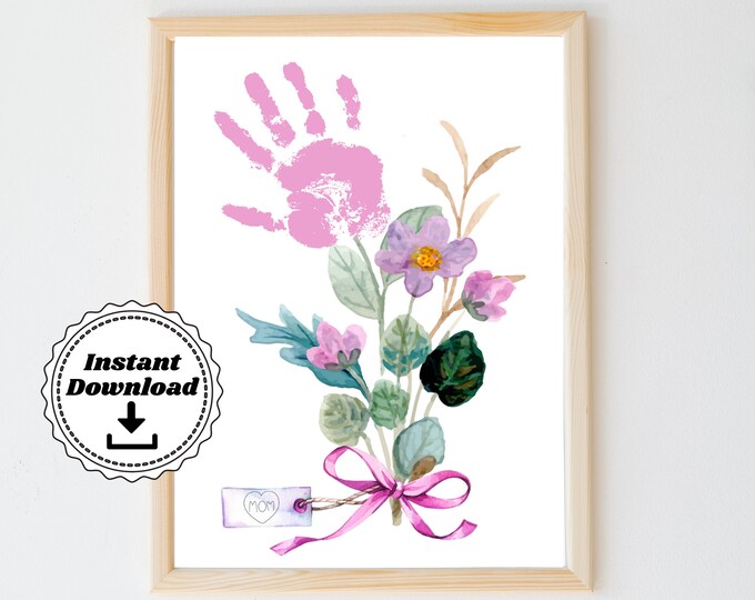 Mothers Day Handprint Craft Printable HANDPRINT Art for Kids Floral ...
