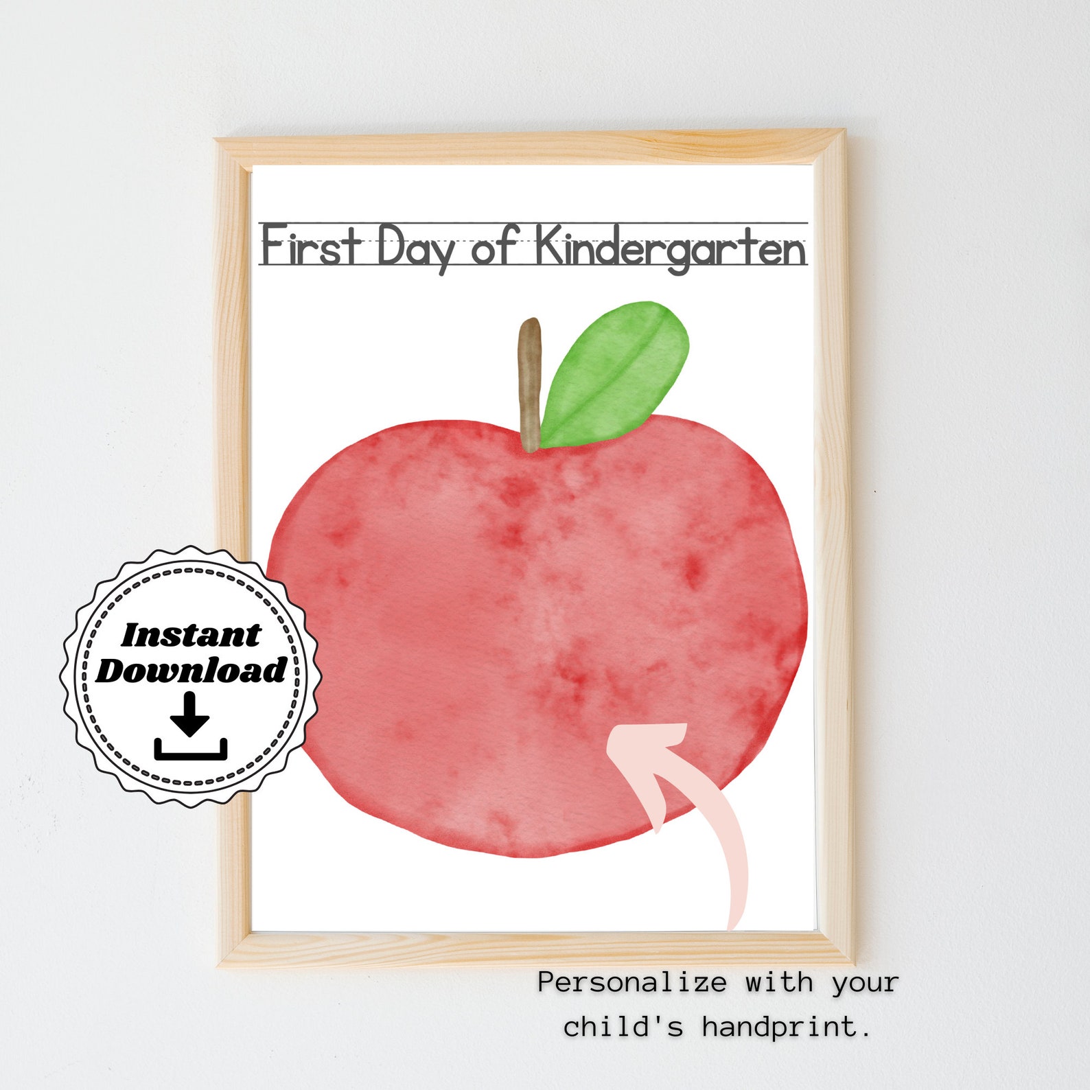 First Day of Kindergarten Handprint Art Printable | First Day of School ...