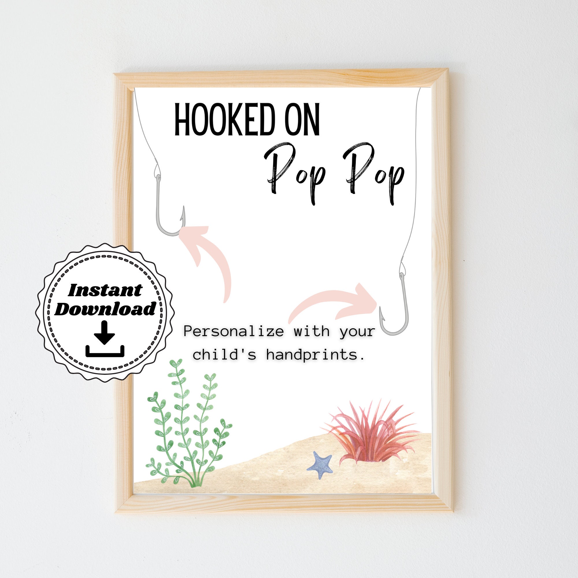 Hooked on Pop Pop Handprint | Father's Day Fishing Handprint Art ...