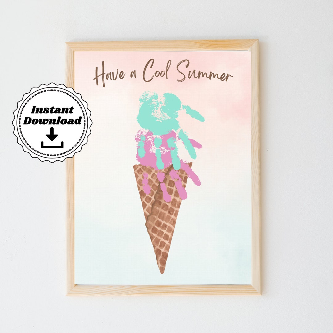 Summer Handprint Art: Ice Cream Keepsake Craft (PDF/PNG) - Etsy