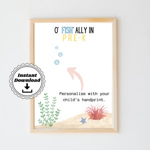 O FISH Ally in Pre-k Handprint Art | First Day of School Handprint ...