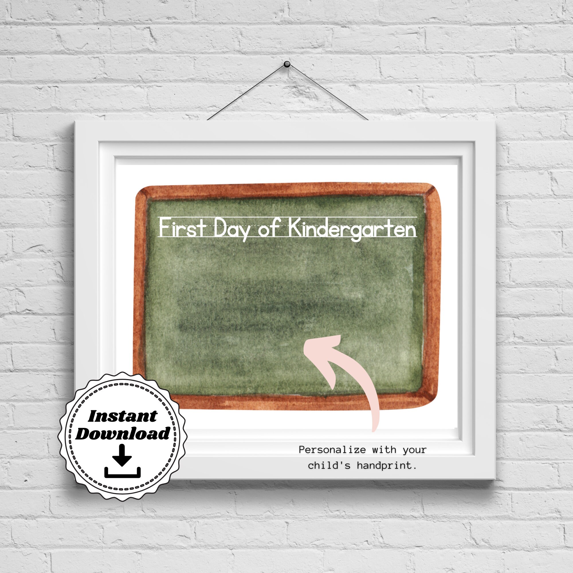 First Day of Kindergarten Chalkboard Sign | First Day Handprint Art ...