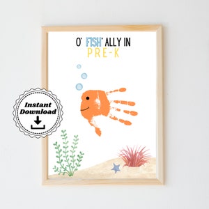 O FISH Ally in Pre-k Handprint Art | First Day of School Handprint ...