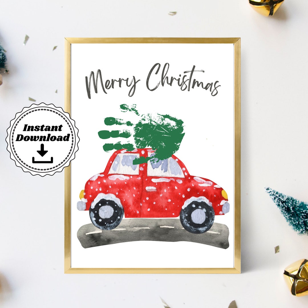 Christmas Car With Tree Handprint | Christmas Printable | Preschool ...