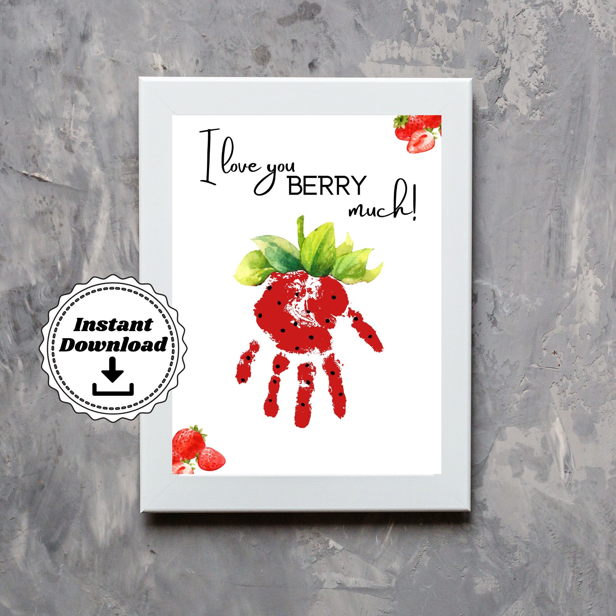 I Love You Berry Much Handprint Craft Mother's Day - Etsy