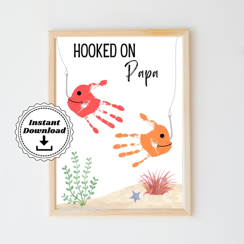 Hooked on Papa Handprint | Father's Day Fishing Handprint Art ...