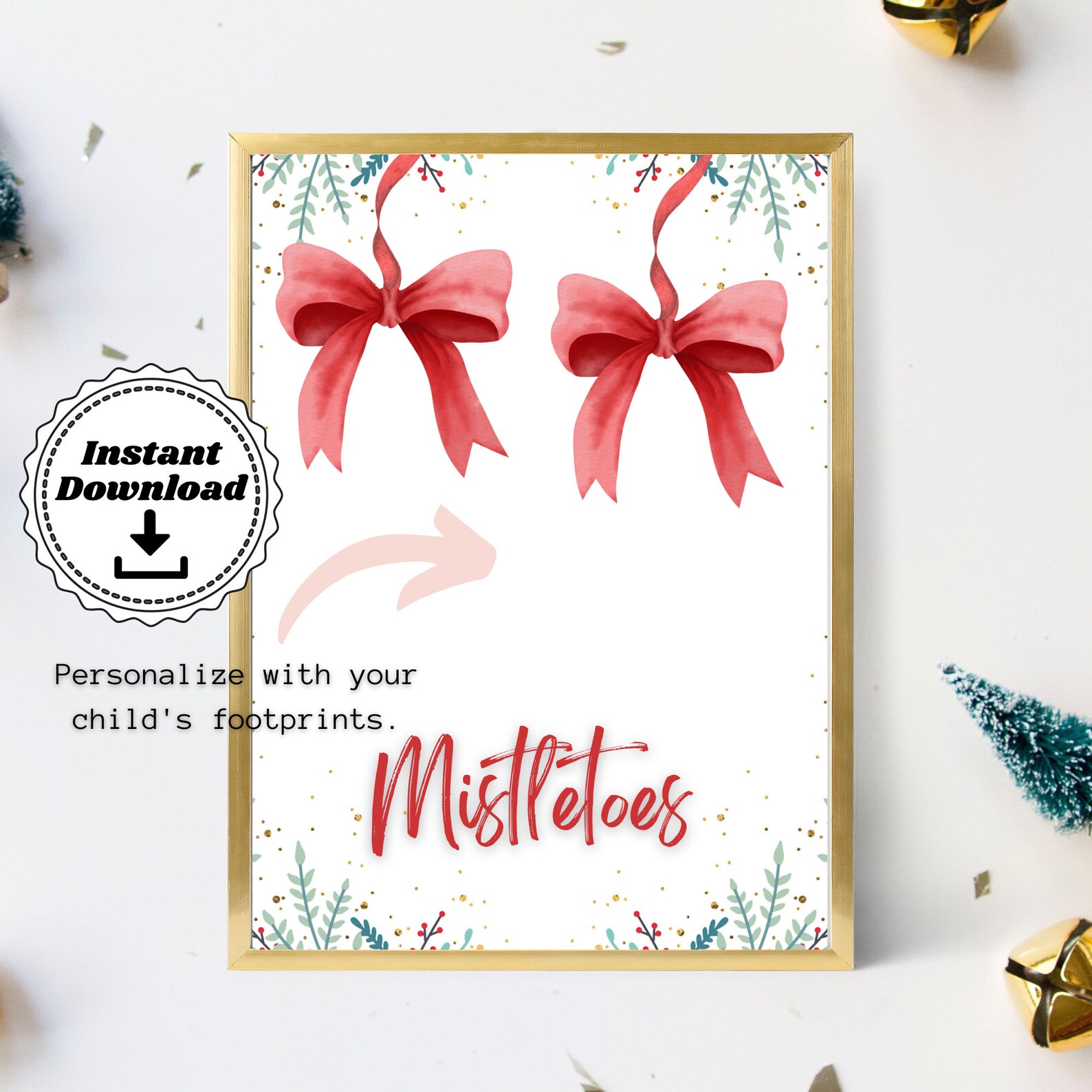 Mistletoes Footprint Printable | Handmade Christmas Gift | Keepsake ...