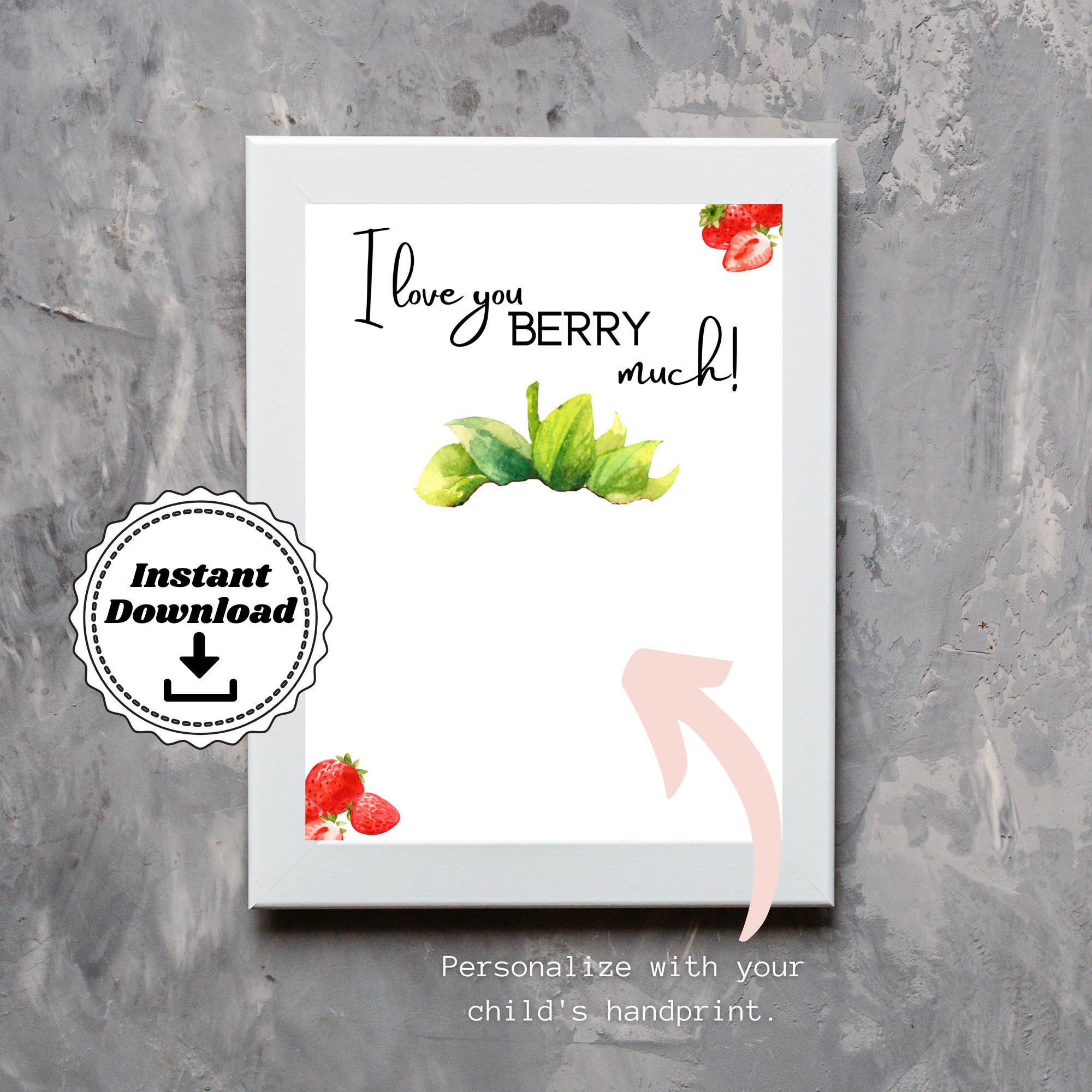 I Love You Berry Much Handprint Craft Mother's Day - Etsy