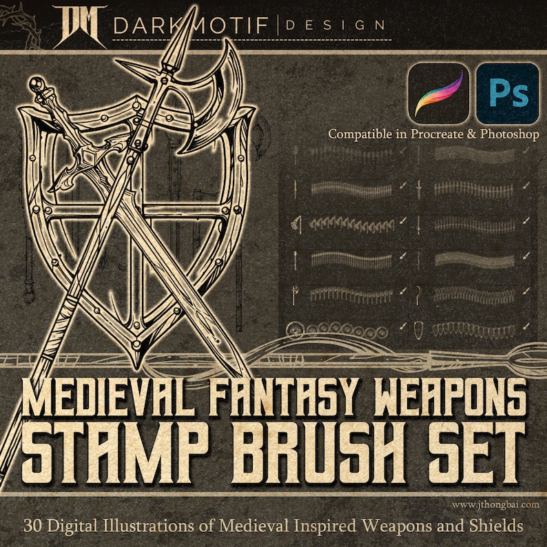 Medieval Fantasy Weapon Brushes Illustration Stamps for Procreate and ...