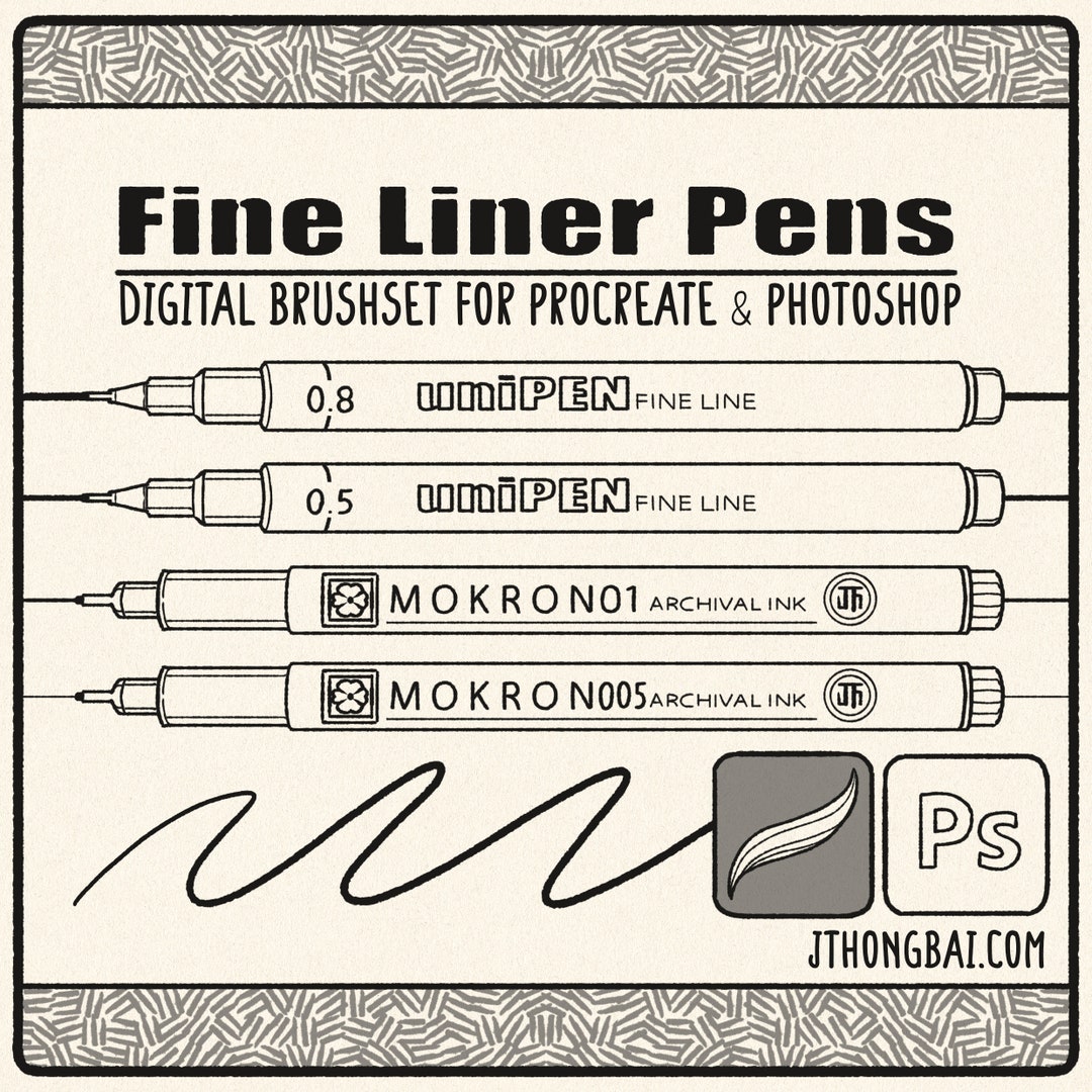 Fine Liner Pens Brushset Digital Brushes for Procreate & - Etsy