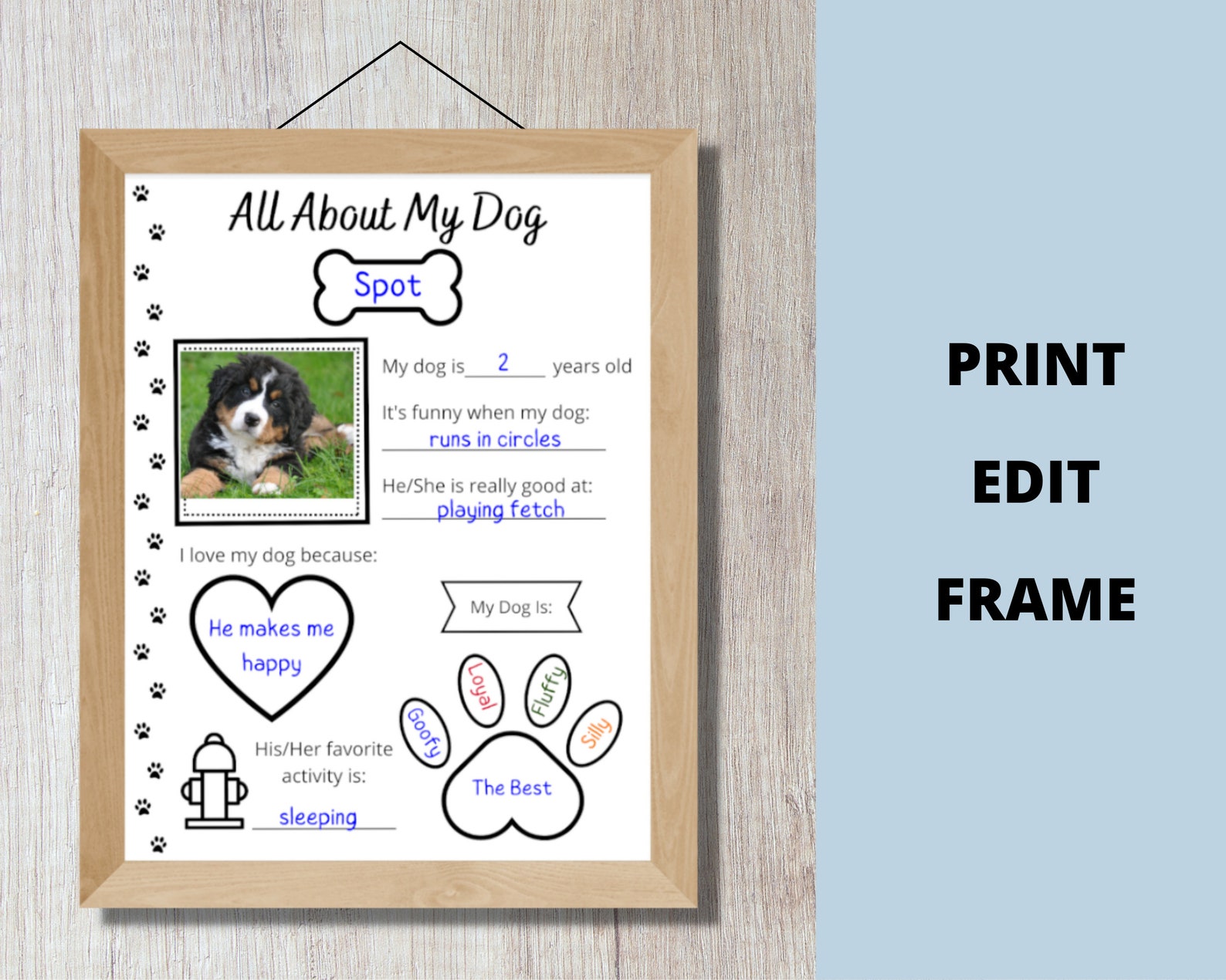 All About My Dog Fill in the Blank Printable Dog Fill in the - Etsy