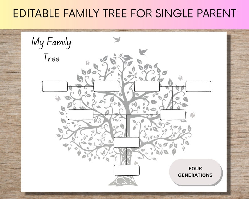 Editable Family Tree Template for Single Parent - Etsy