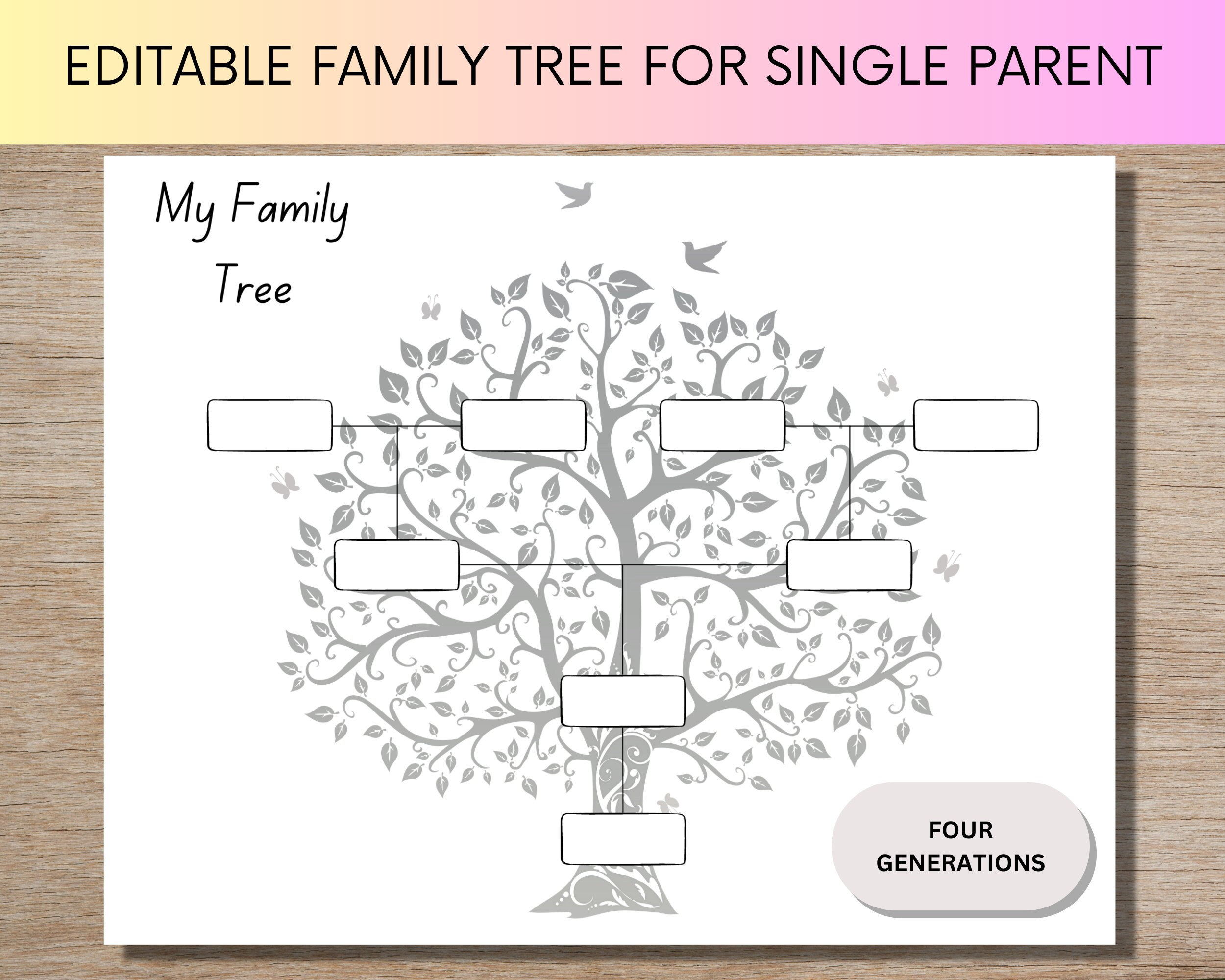 Editable Family Tree Template for Single Parent - Etsy