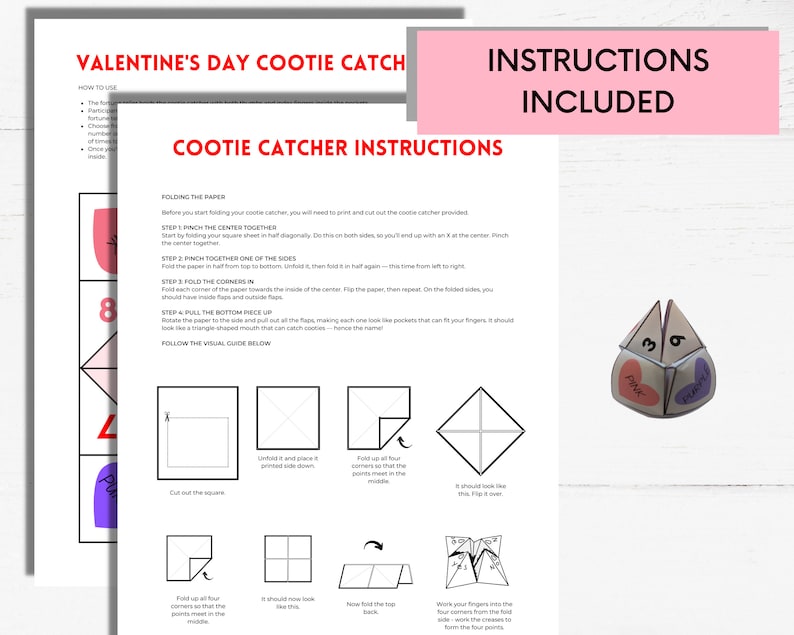 Printable Valentine's Day Cootie Catcher for Kids, Classroom Valentines ...