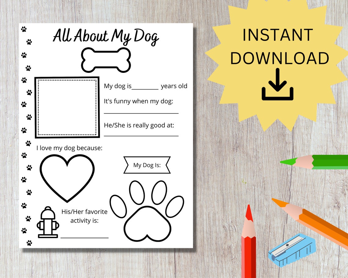 All About My Dog Fill in the Blank Printable, Dog Fill in the Blanks ...