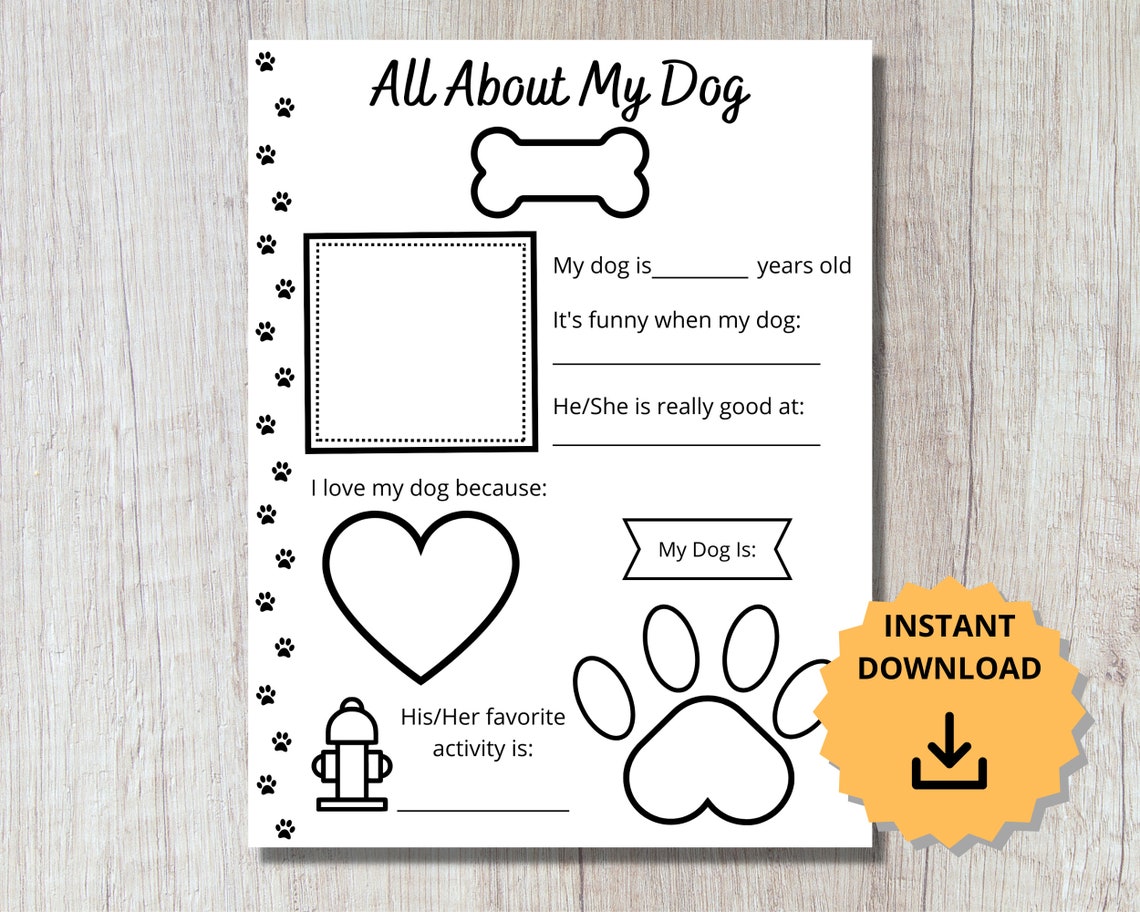 All About My Dog Fill in the Blank Printable Dog Fill in the - Etsy