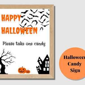 Printable Halloween Candy Sign, Halloween Porch Sign, Trick or Treat ...