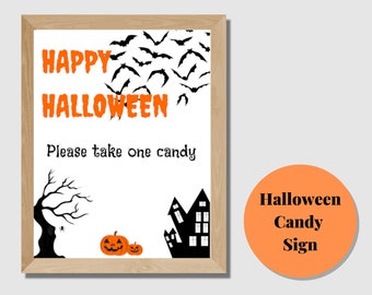 Printable Halloween Candy Sign, Halloween Candy Door Sign, Happy ...