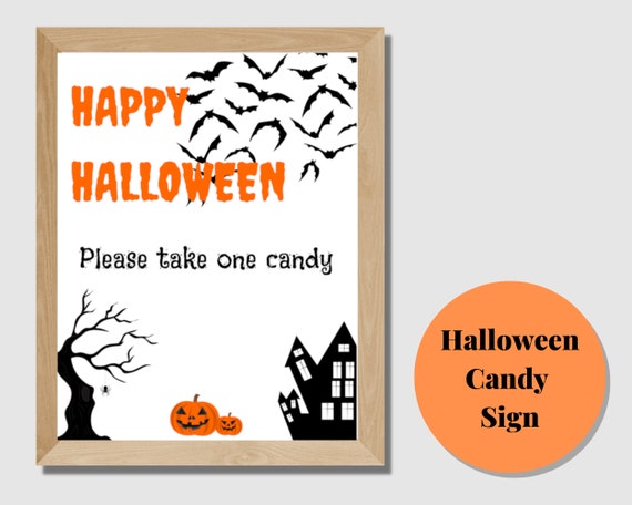 Printable Halloween Candy Sign Halloween Porch Sign Trick or - Etsy