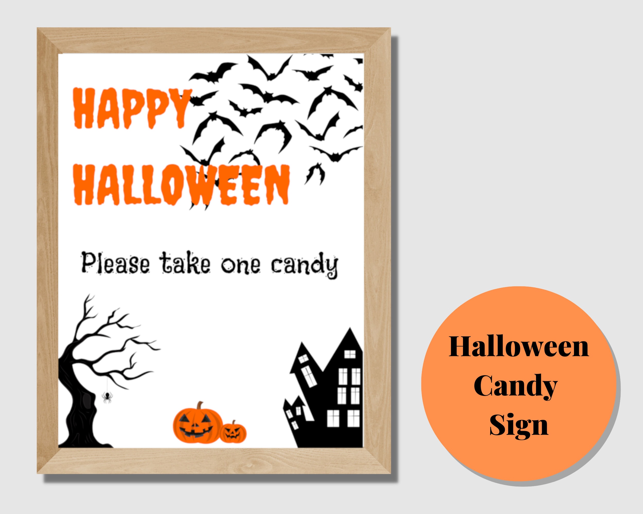 Printable Halloween Candy Sign, Halloween Porch Sign, Trick or Treat ...