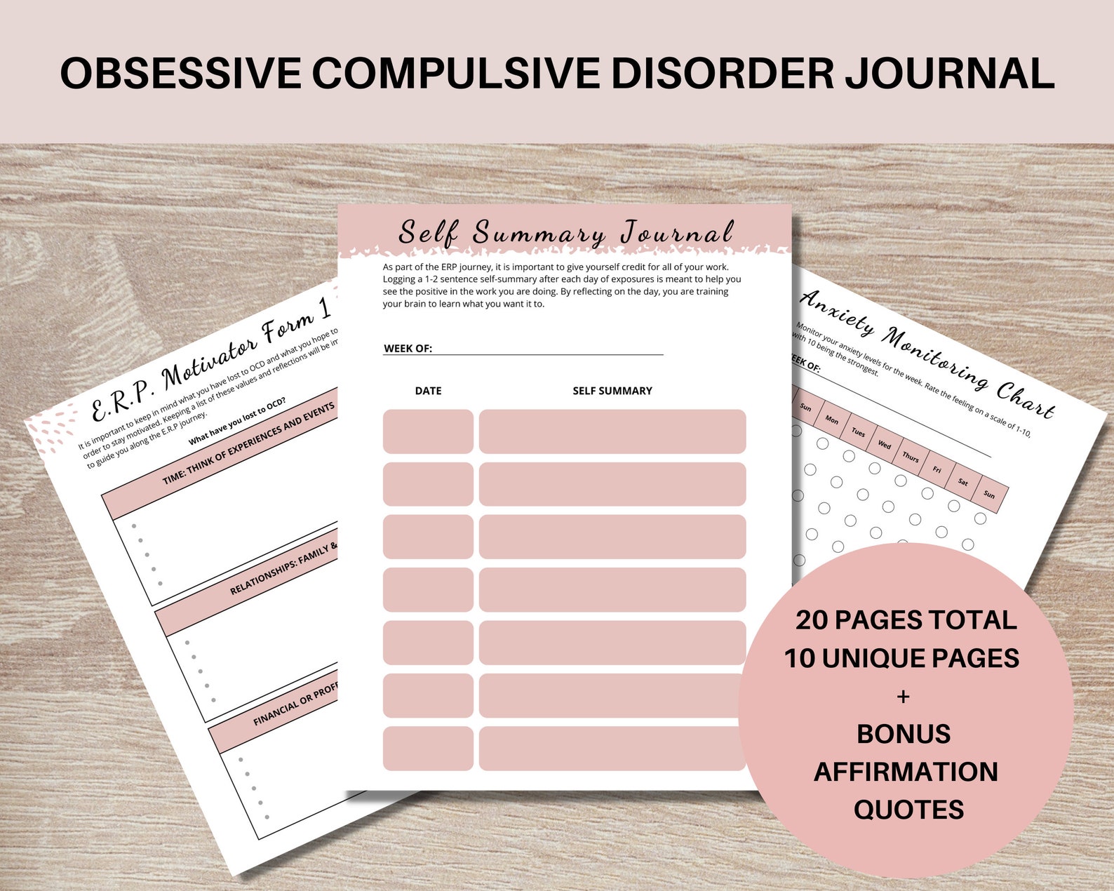 Printable OCD & ERP Journal | ERP Worksheets | Obsessive Compulsive ...