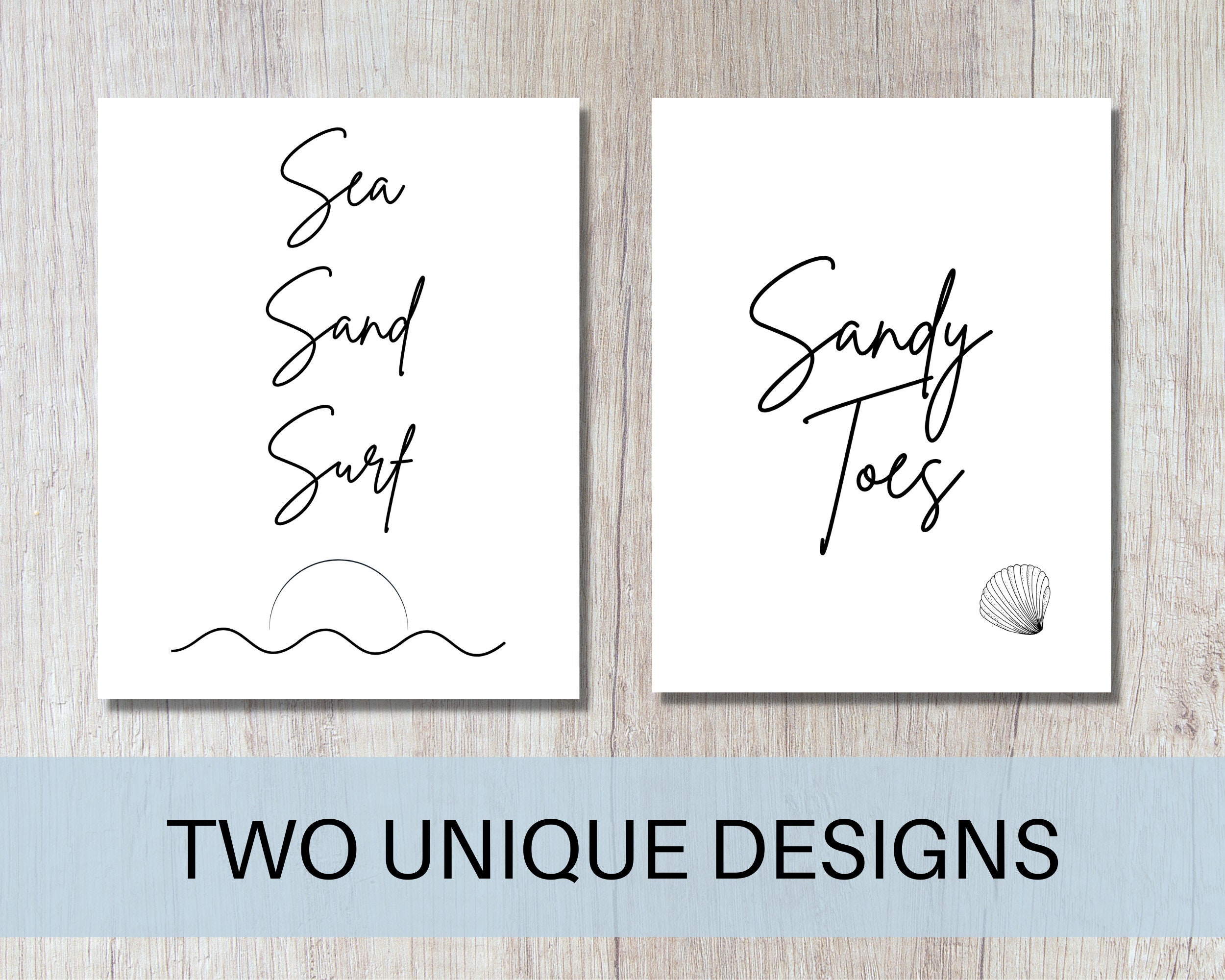 Printable Minimal Beach Signs to Frame, Sea Sand Surf, Sandy Toes ...