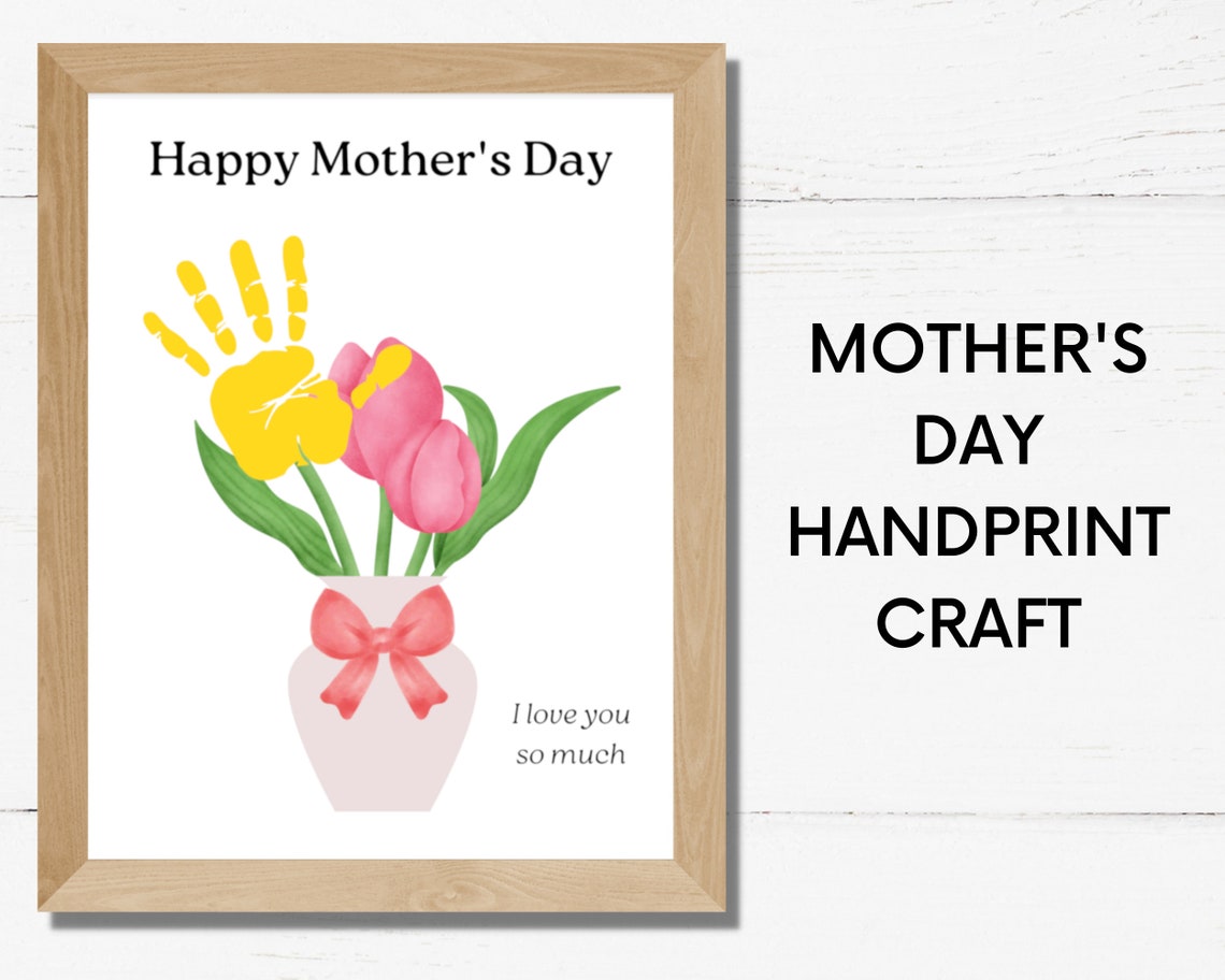 Mother's Day Handprint Art, Mother's Day Gift for Mom or Grandmother ...
