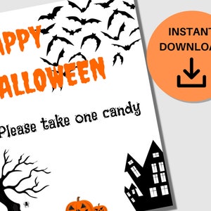 Printable Halloween Candy Sign, Halloween Porch Sign, Trick or Treat ...