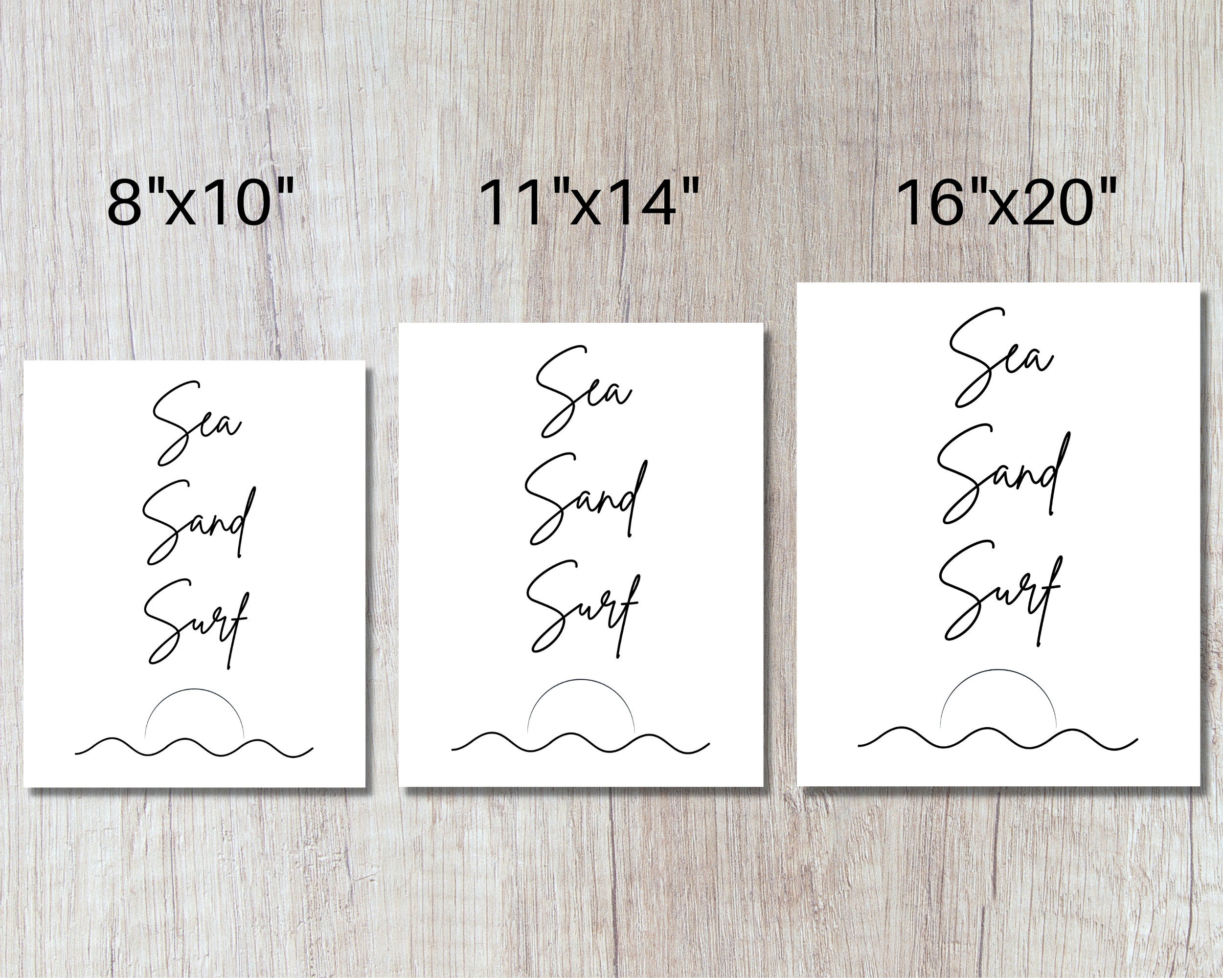 Printable Minimal Beach Signs to Frame, Sea Sand Surf, Sandy Toes ...