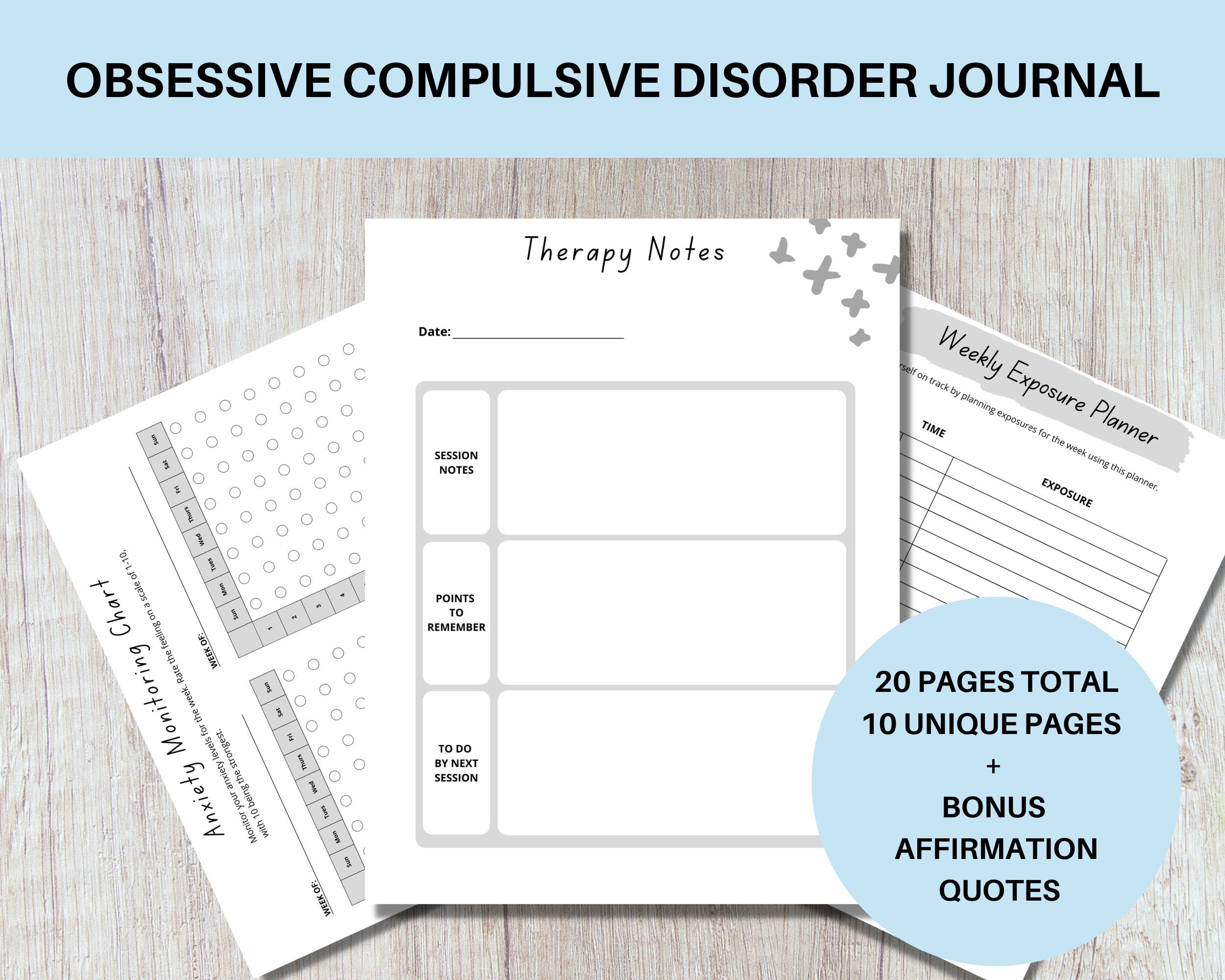 Printable OCD & ERP Journal, ERP Worksheets for Obsessive Compulsive ...