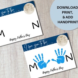 Father's Day Handprint Art Gift for Dad, I Love You to the Moon ...