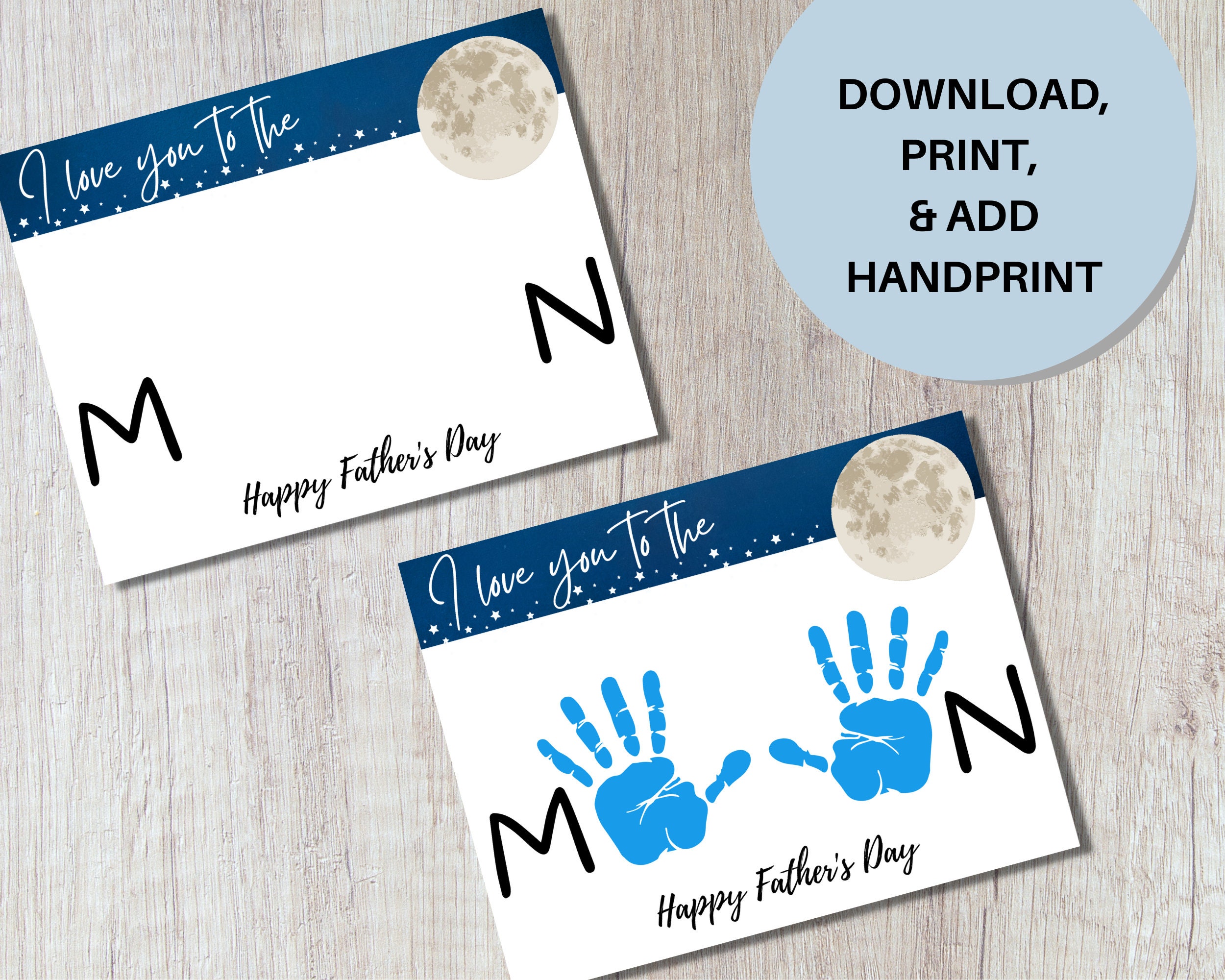 Father's Day Handprint Art Gift for Dad, I Love You to the Moon ...