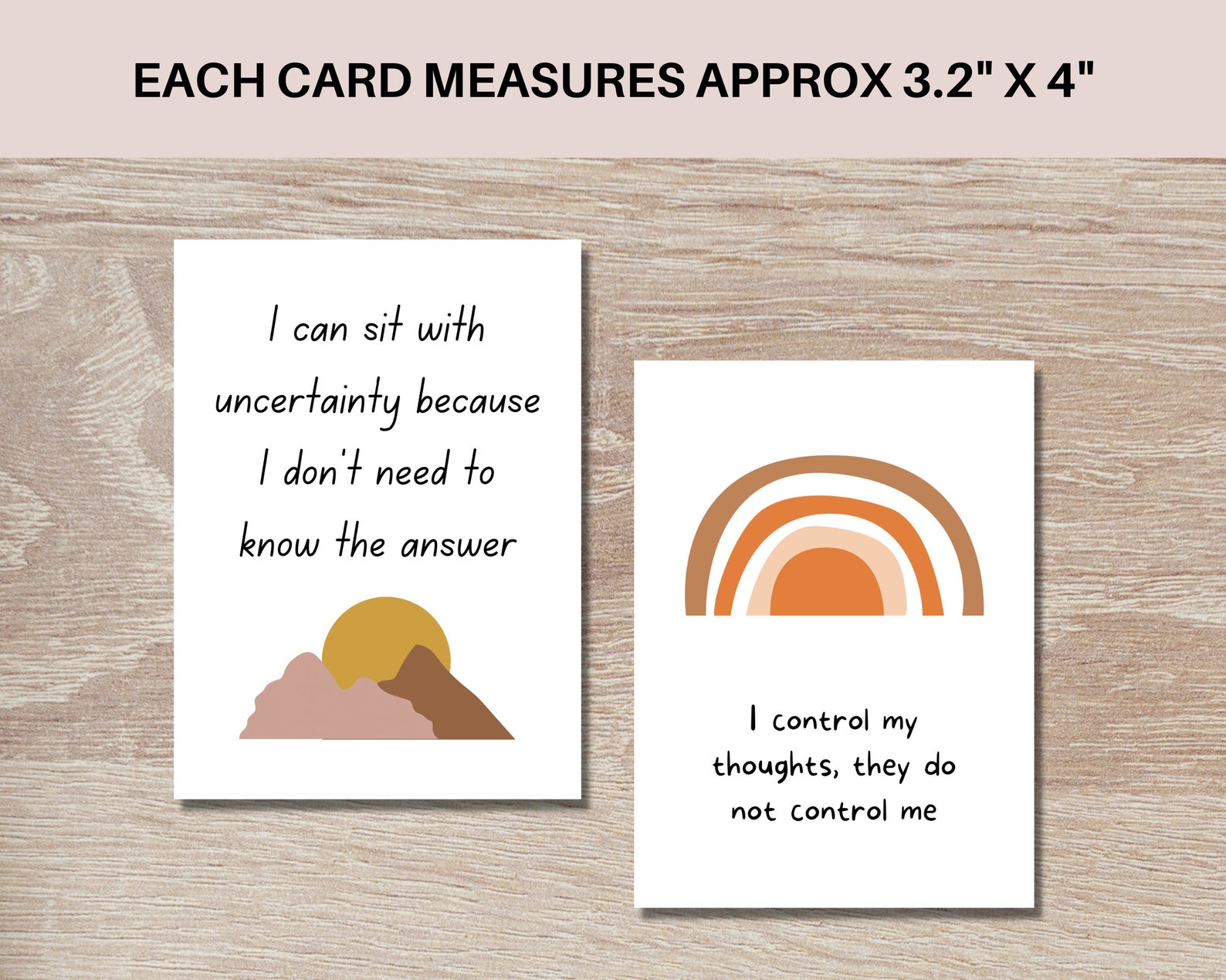 Printable Anxiety Affirmation Cards, Mental Health Boho Cards, Mental ...