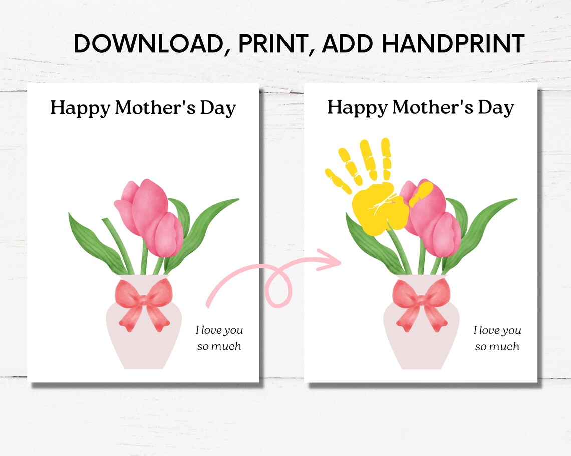 Mother's Day Handprint Art, Mother's Day Gift for Mom or Grandmother ...