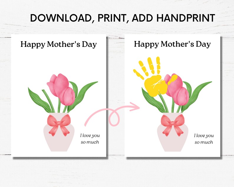 Mother's Day Handprint Art, Mother's Day Gift for Mom or Grandmother ...