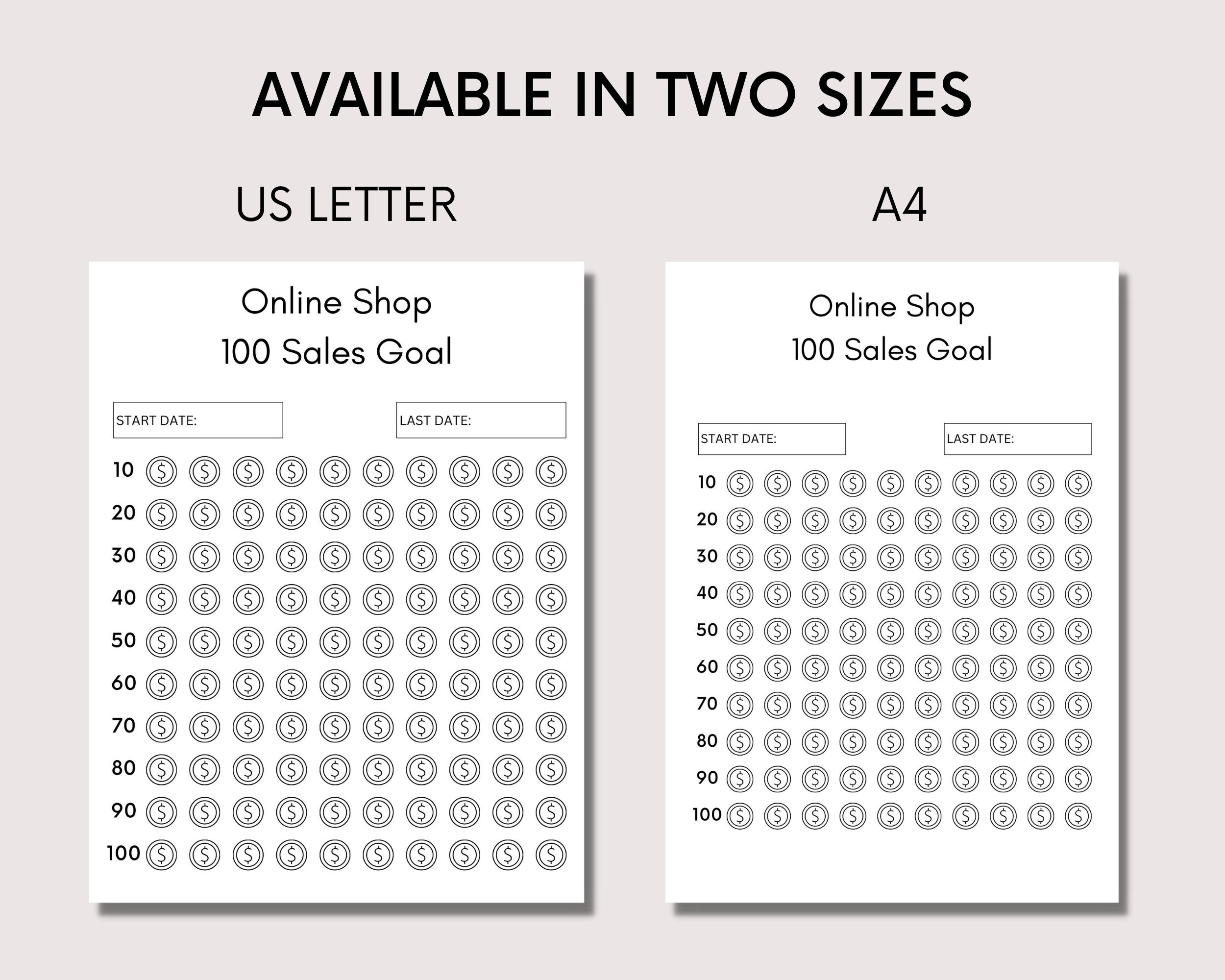 Printable Sales Goal Tracker, 100 Sales Coloring Tracker, Small ...